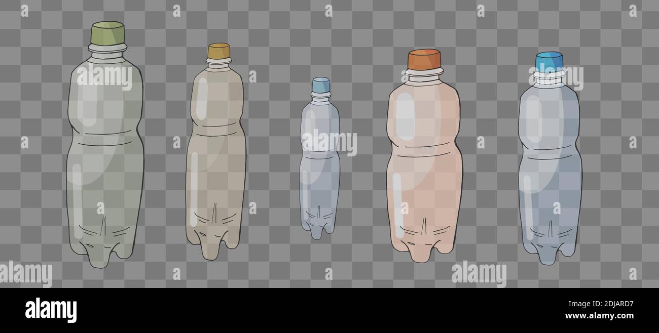 Big waste Set Of Transparent Empty Packaging. Plastic Trash. Vector ...
