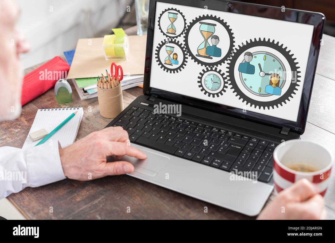 Time management concept shown on a laptop screen Stock Photo - Alamy