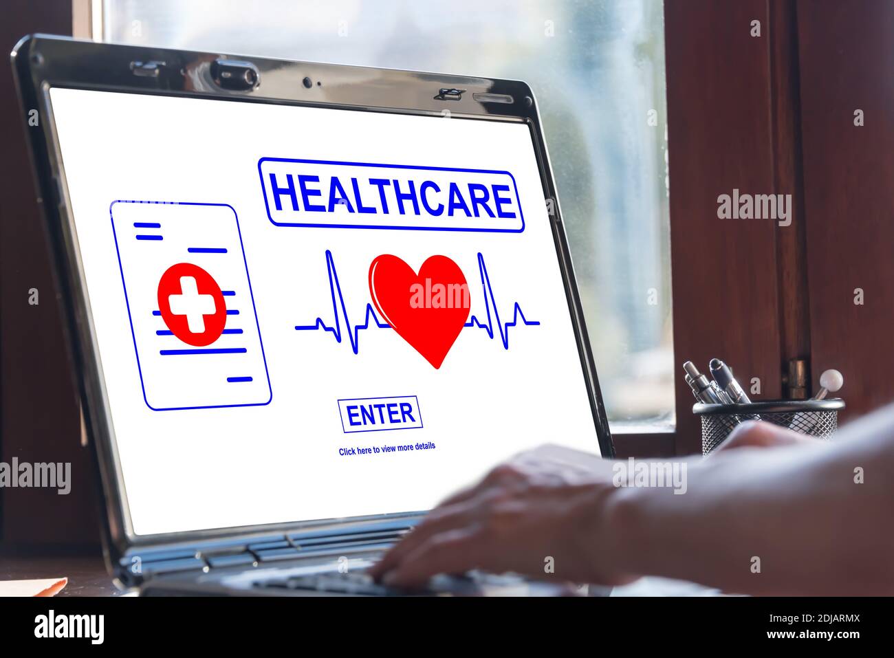 Laptop screen displaying an online healthcare concept Stock Photo - Alamy