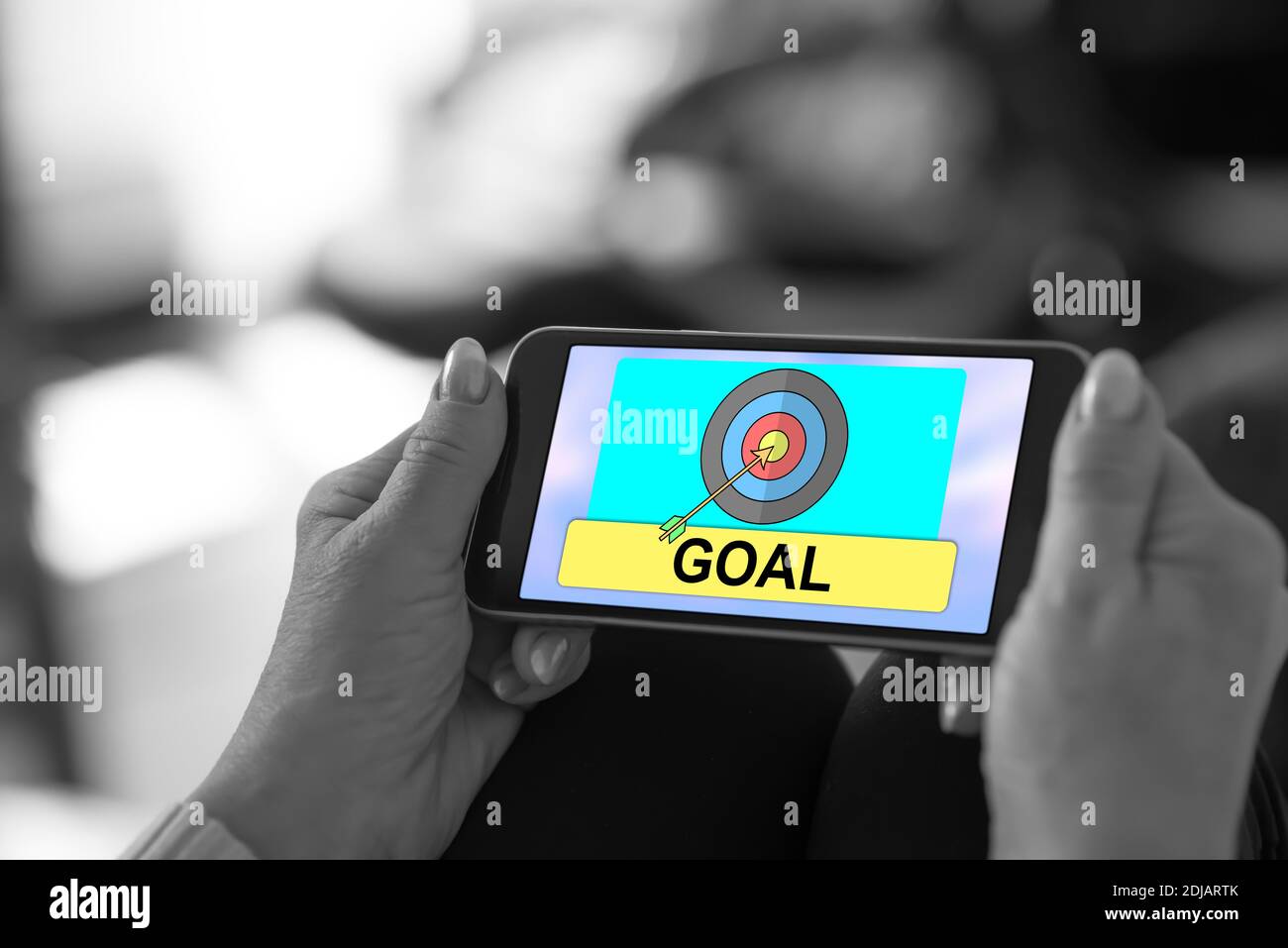 Smartphone screen displaying a goal concept Stock Photo - Alamy