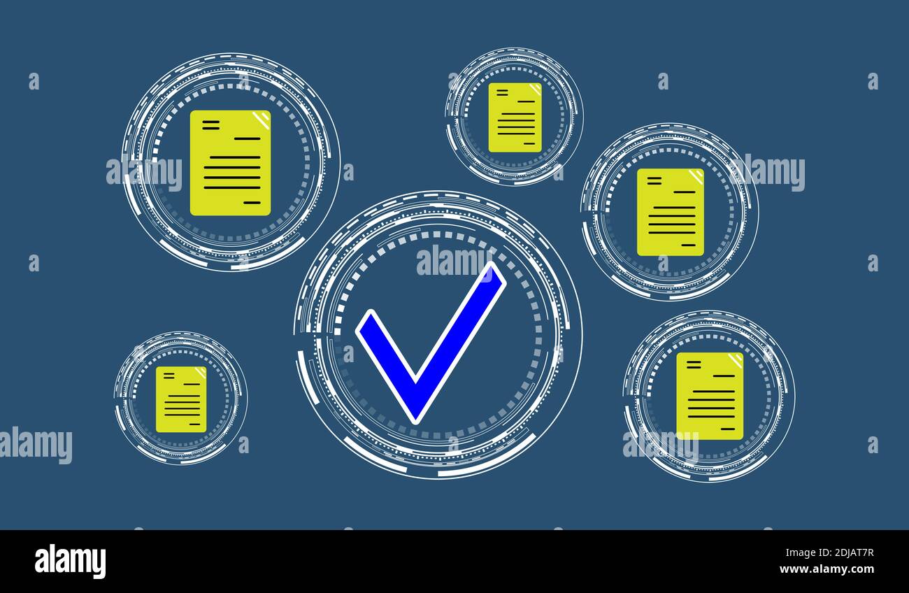 Illustration of a document validation concept Stock Photo - Alamy