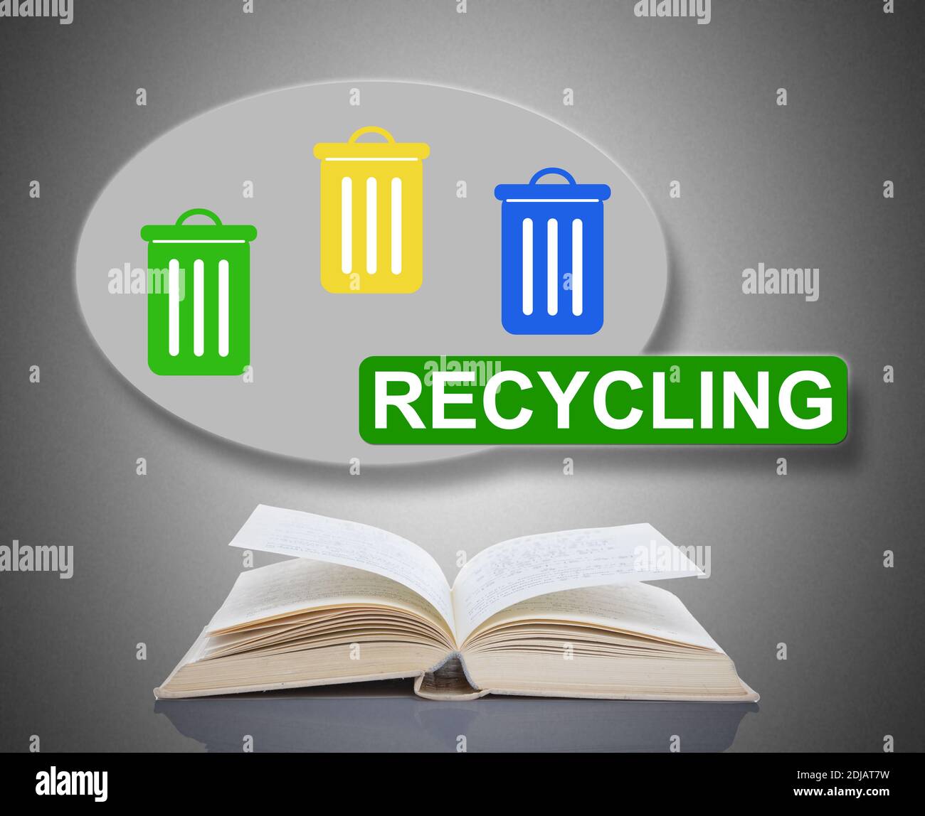Recycling concept above an open book Stock Photo - Alamy