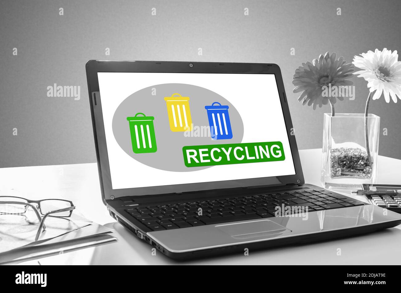 Laptop screen showing recycling concept Stock Photo - Alamy