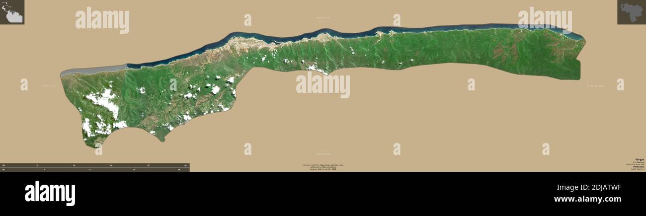 Vargas, state of Venezuela. Sentinel-2 satellite imagery. Shape ...