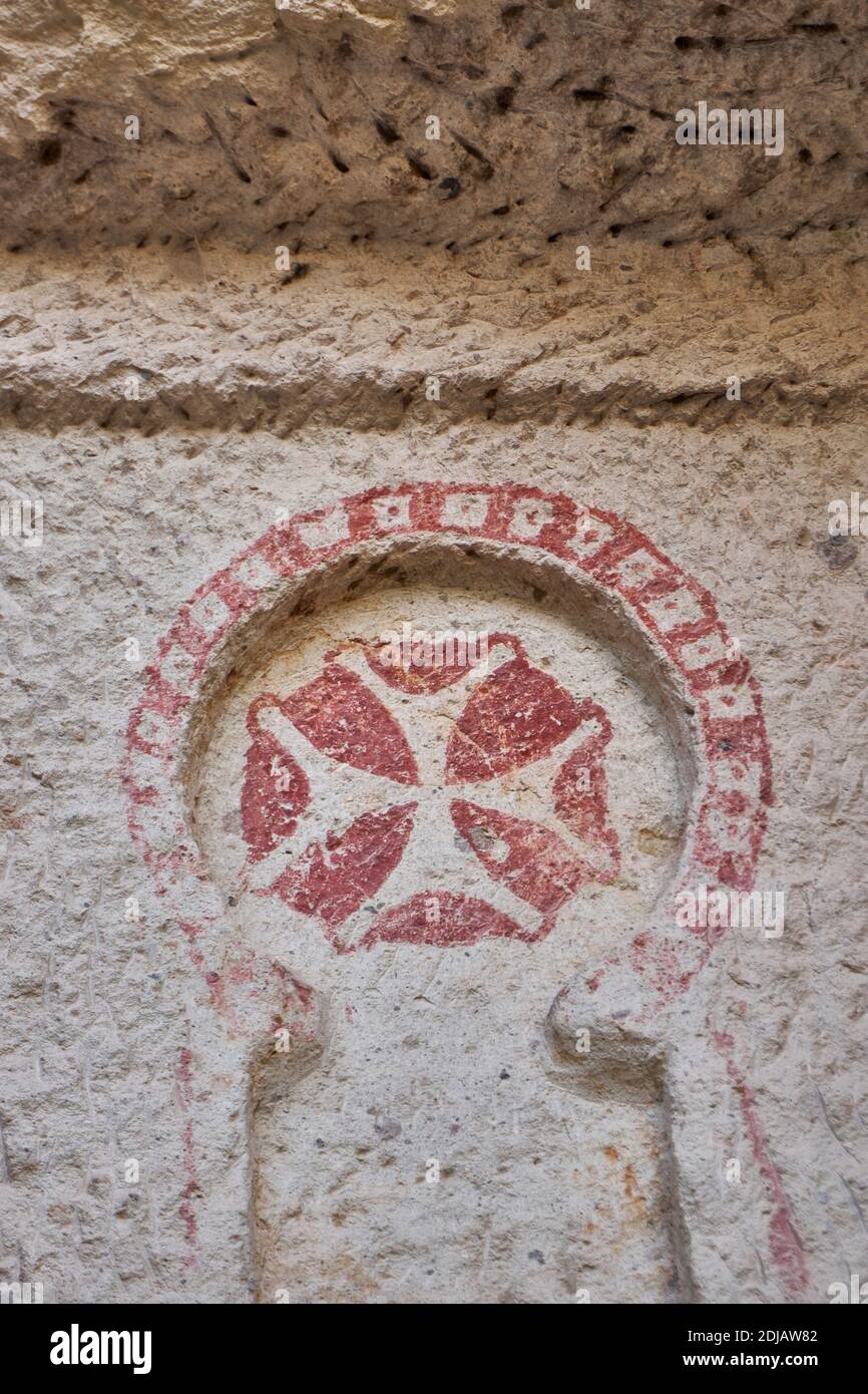 Ancient cross on rock wall Stock Photo - Alamy