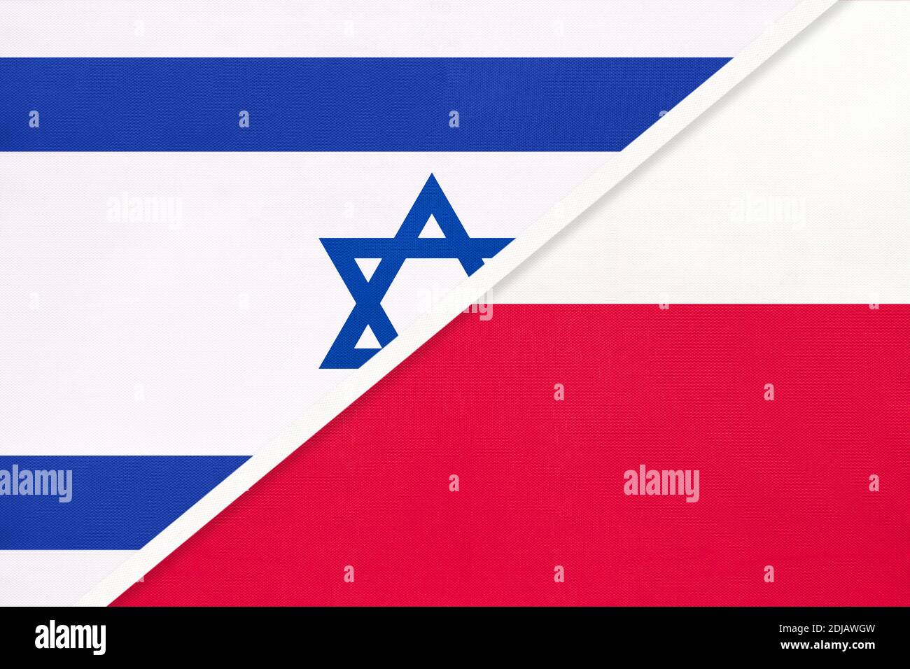 Israel and Poland, national flags from textile. Relationship ...