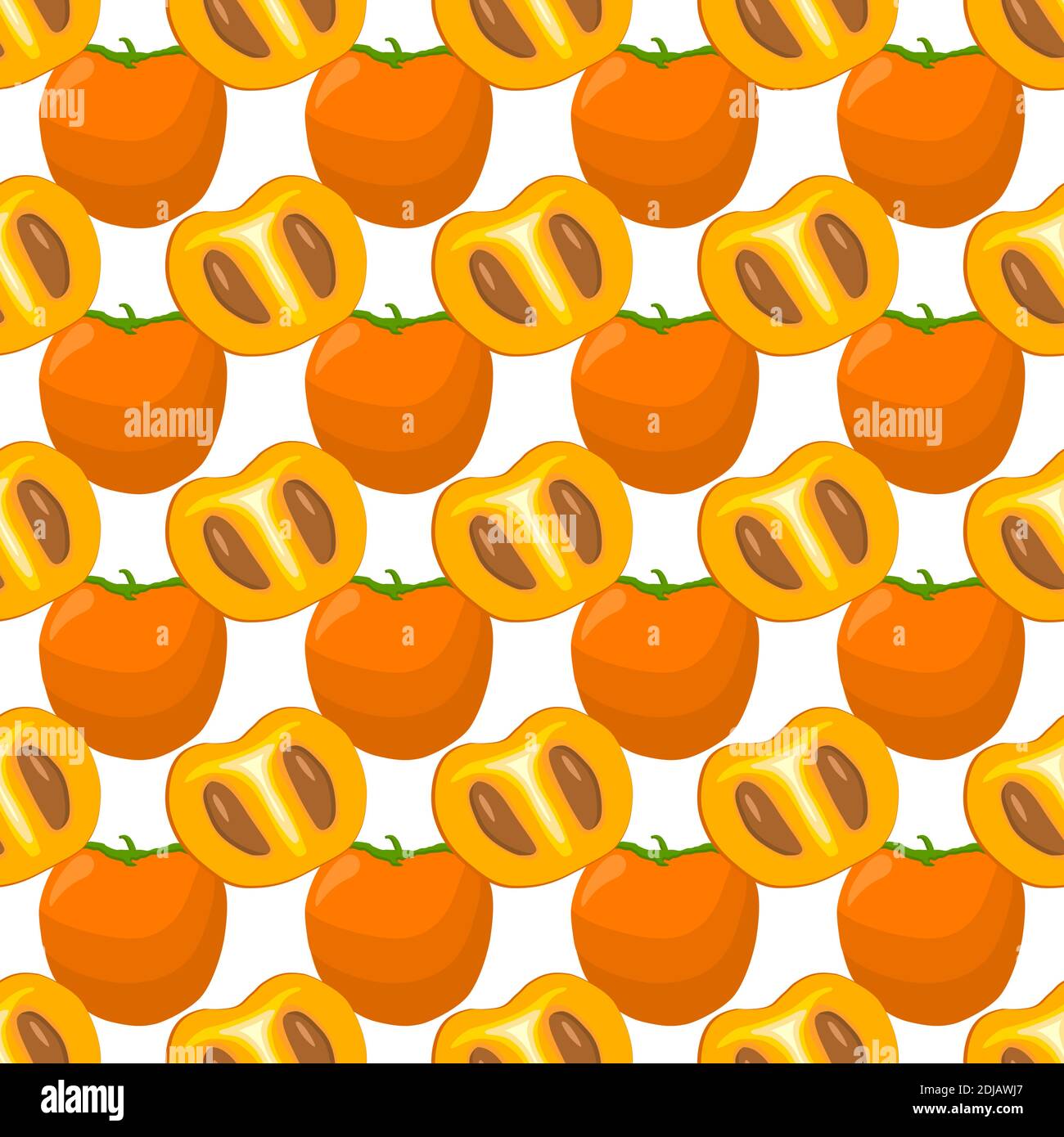 Illustration on theme big colored seamless persimmon, fruit pattern for ...