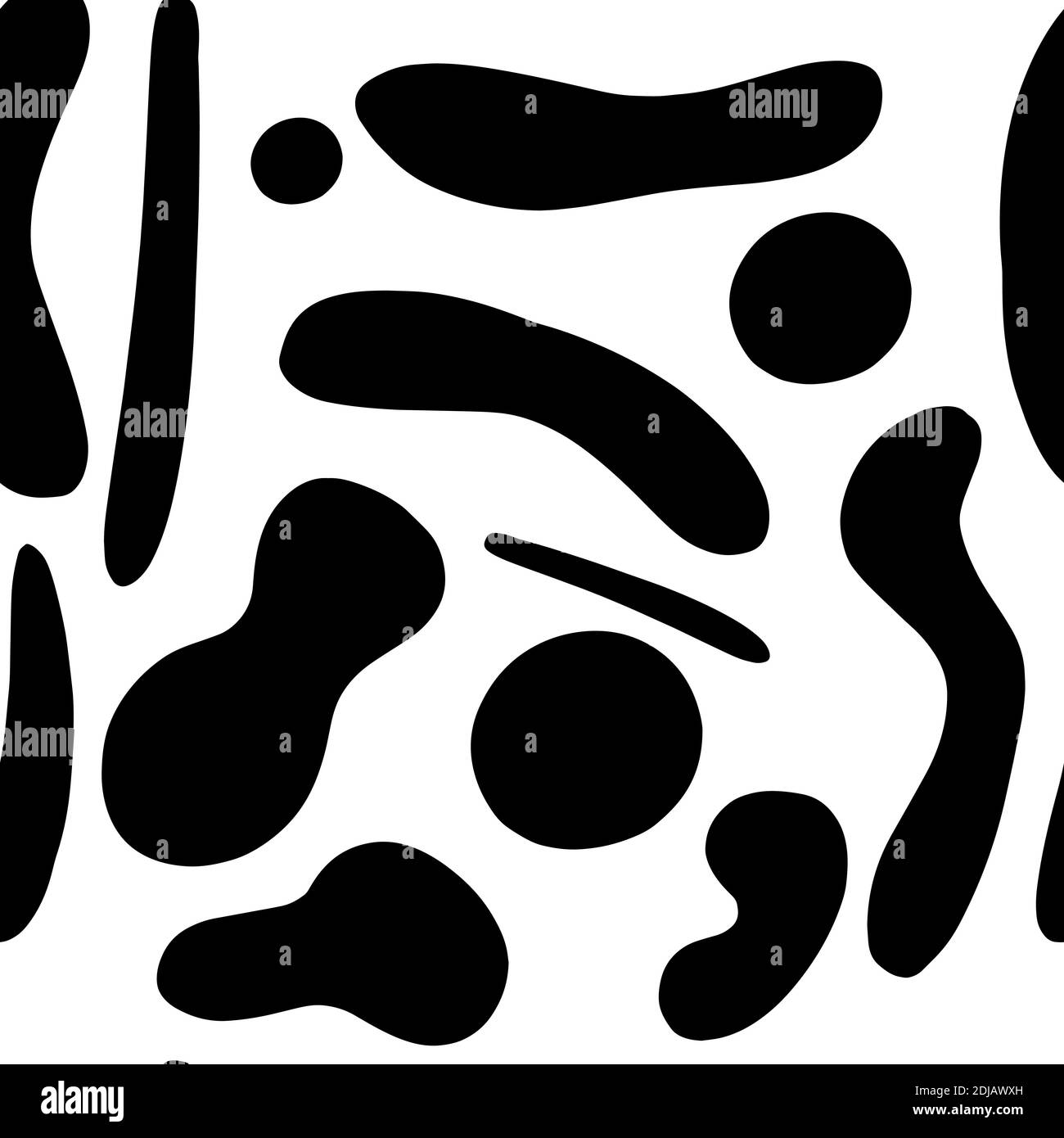 Seamless pattern with black wavy oval isolated shapes Stock Vector ...