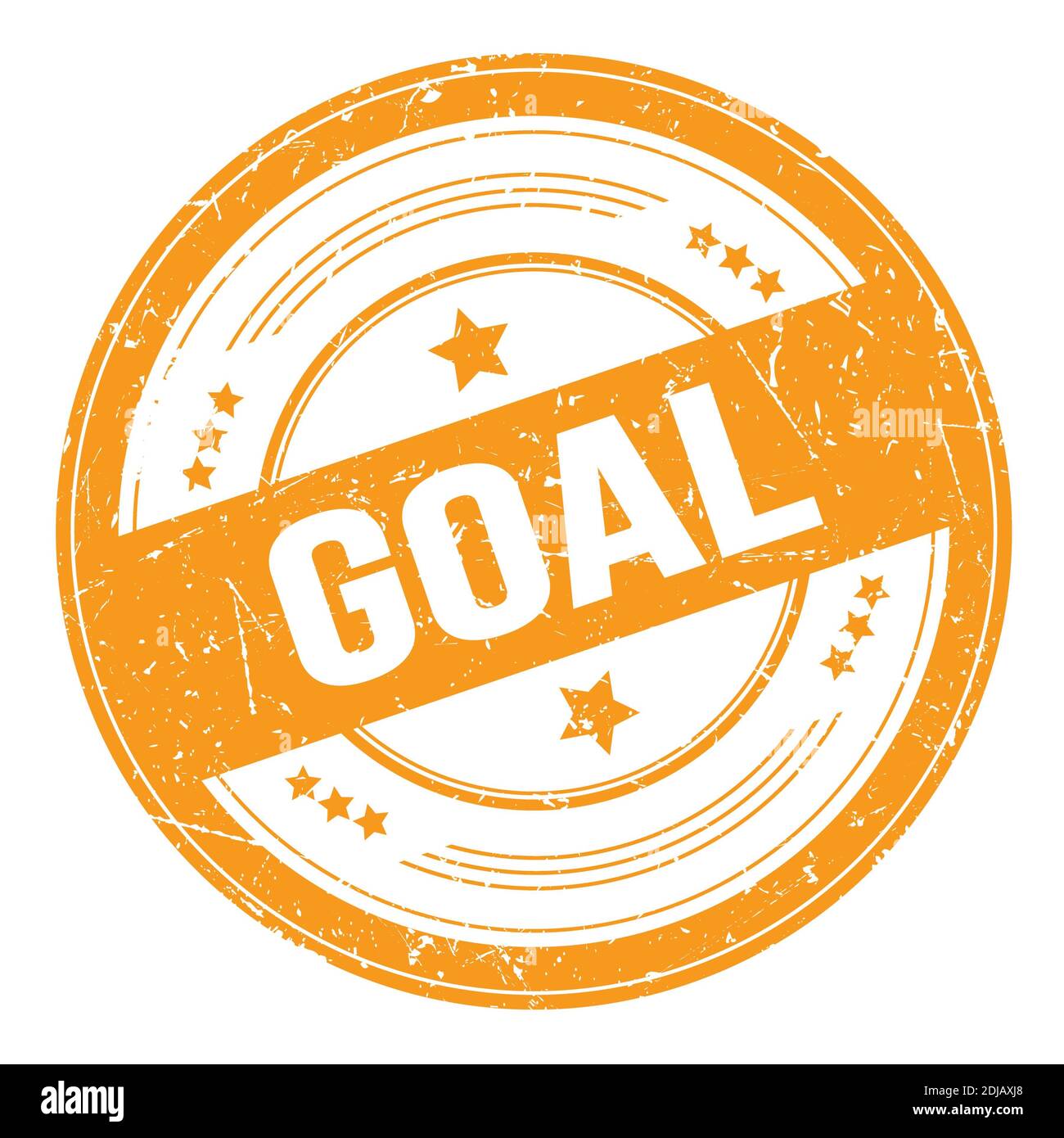 GOAL text on orange round grungy texture stamp Stock Photo - Alamy
