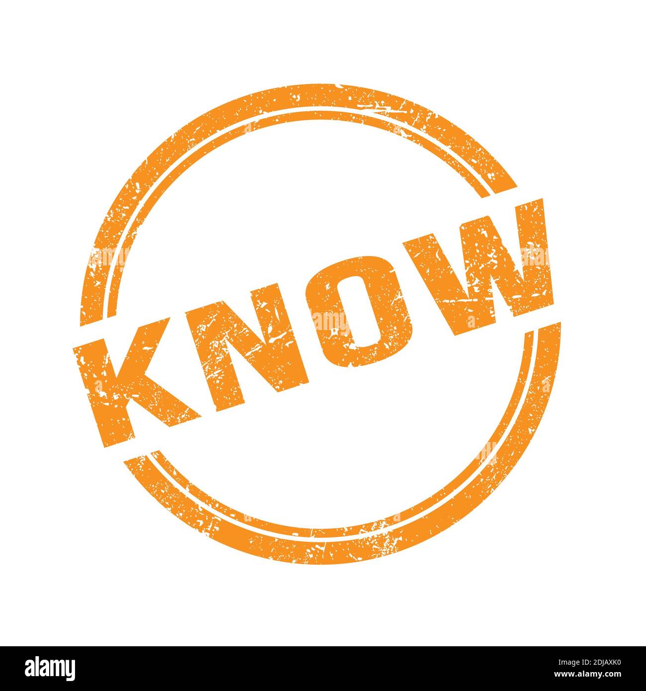KNOW text written on orange grungy vintage round stamp Stock Photo - Alamy