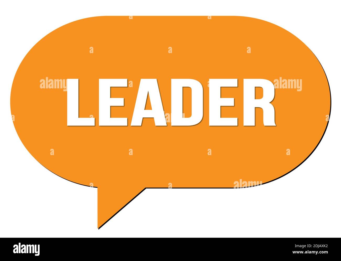 LEADER text written in an orange speech bubble stamp Stock Photo - Alamy