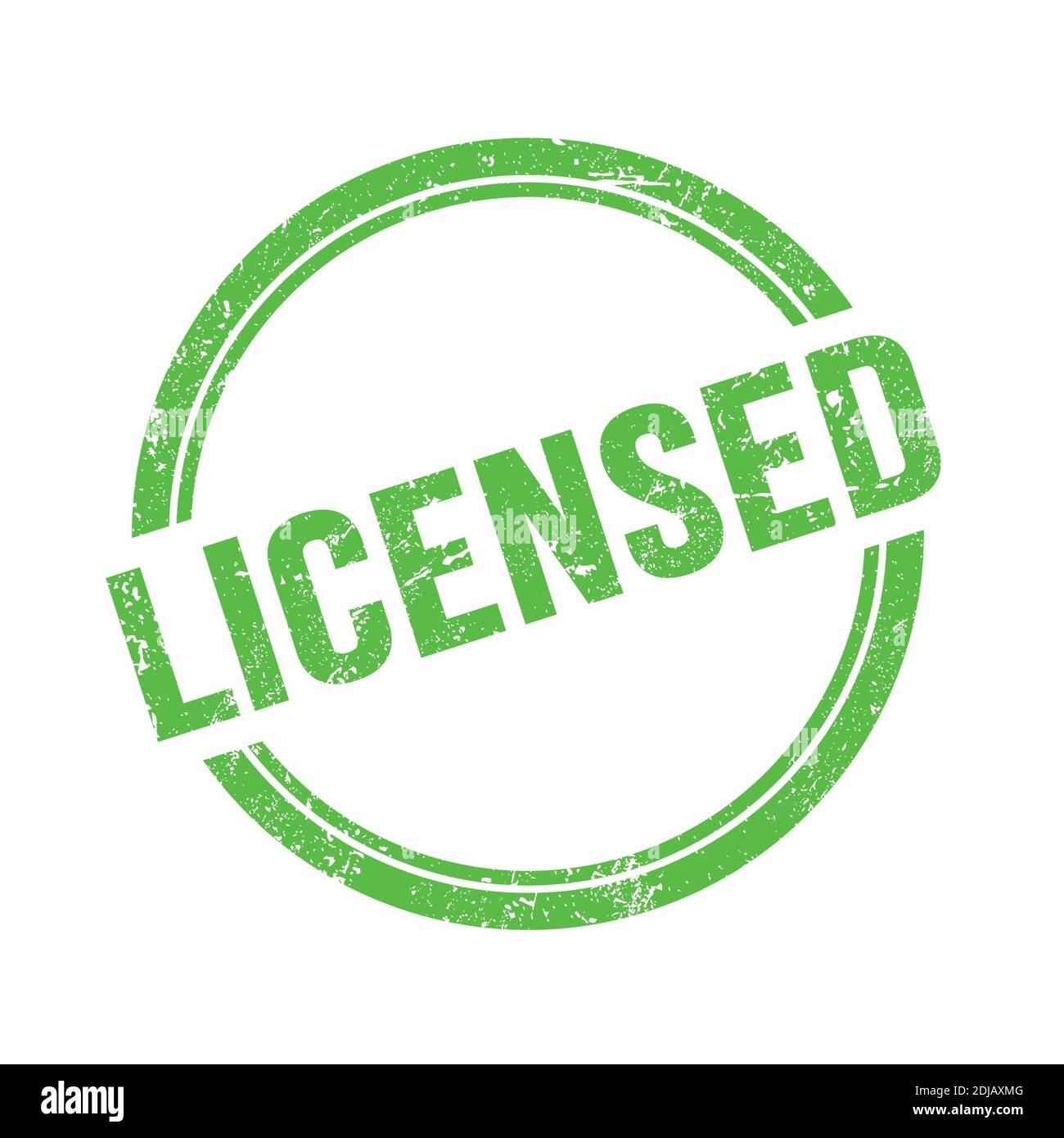 LICENSED text written on green grungy vintage round stamp Stock Photo ...