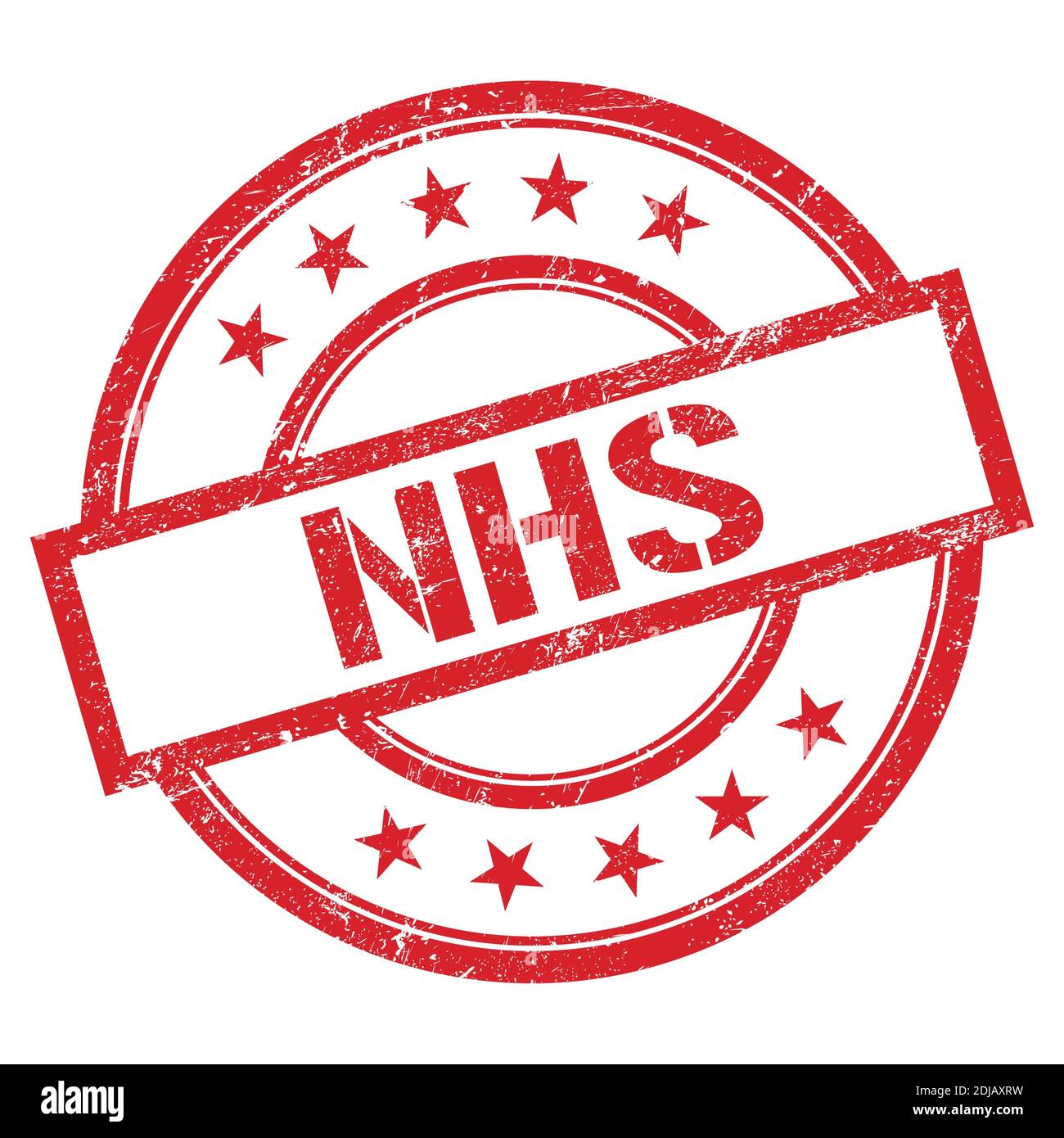 NHS text written on red round vintage rubber stamp Stock Photo - Alamy