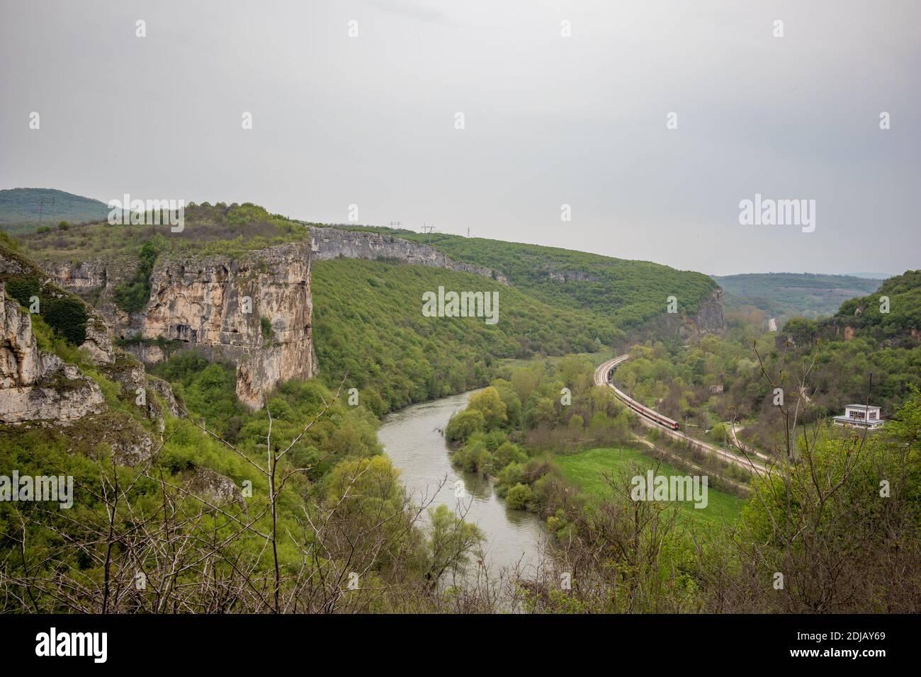 Iskar river gorge moody day landscape view from above near main ...