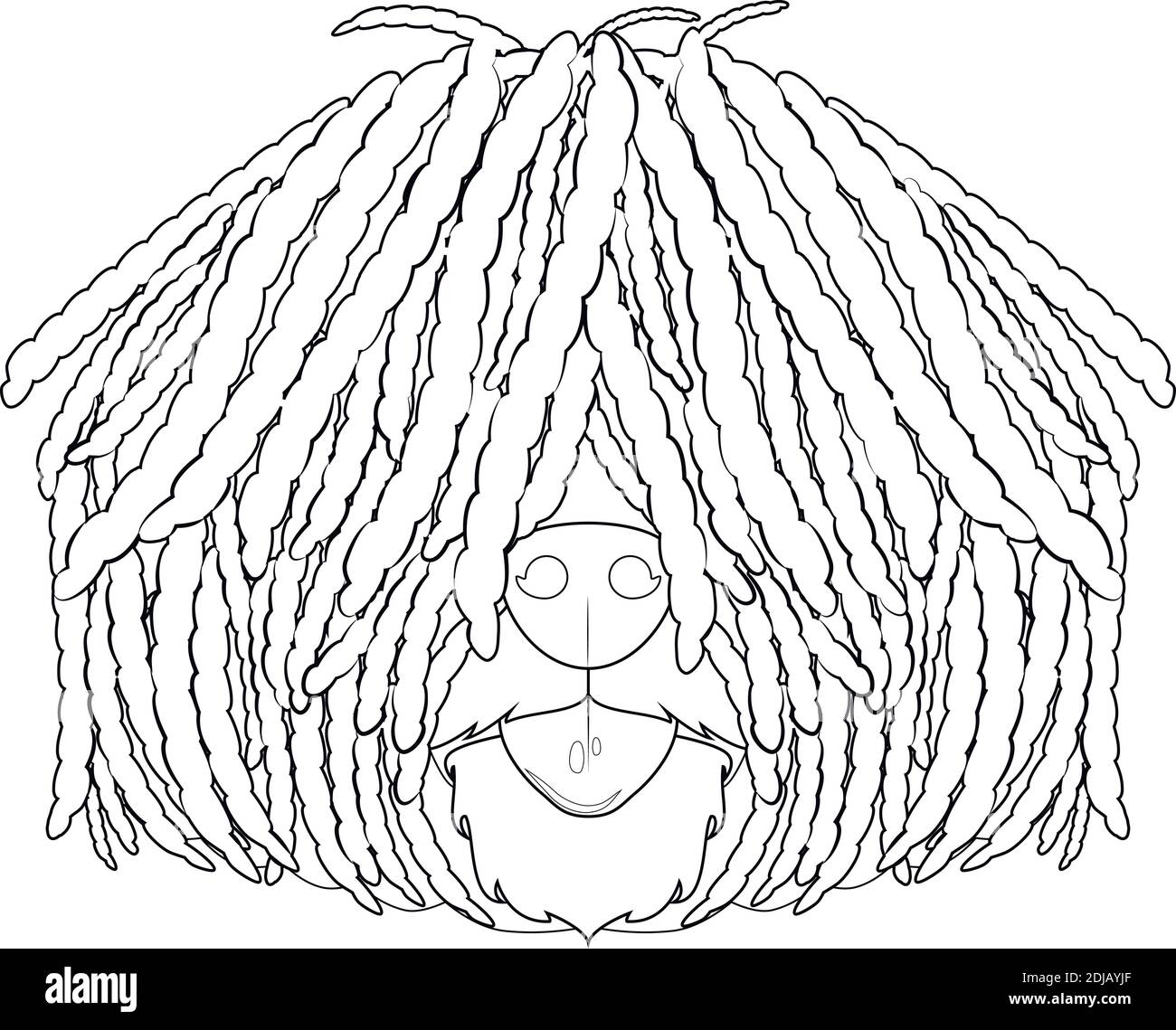 Puli dog easy coloring cartoon vector illustration. Isolated on white ...