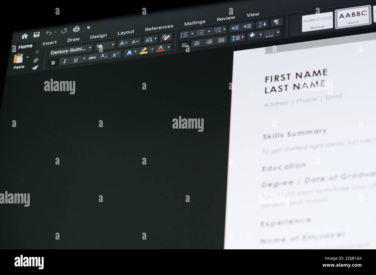 New york, USA - December 14, 2020: Creating document in microsoft word ...