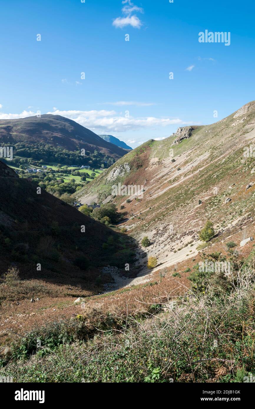 Sychnant pass in the Northern Carneddau range of hills in North Wales ...