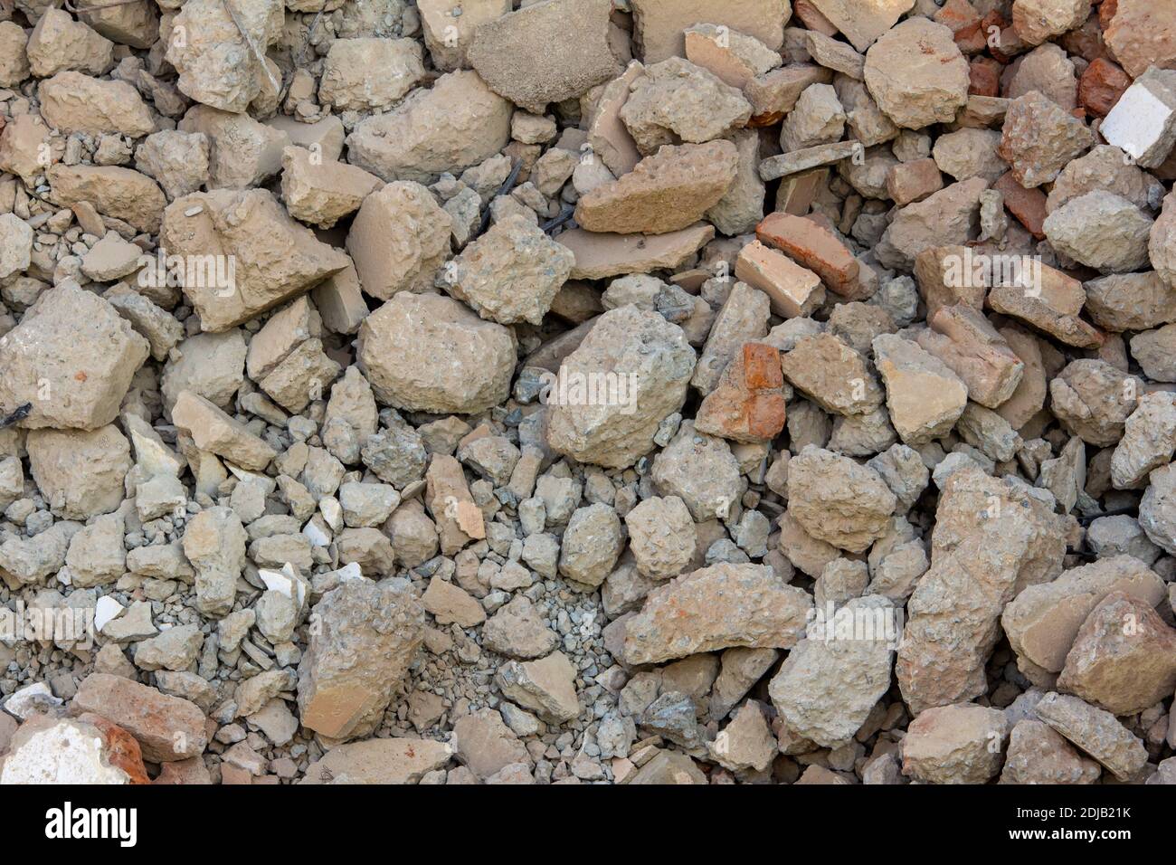 Top view of wreckage of a demolished building. Broken down building for ...