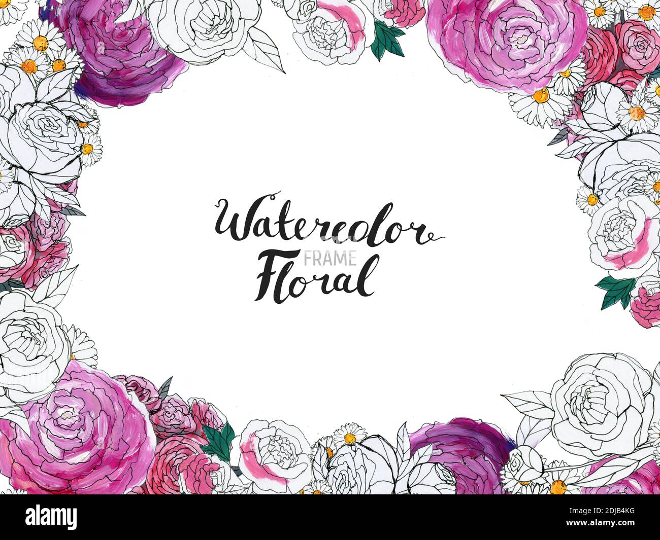 Watercolor Flower Border Stock Photo - Alamy