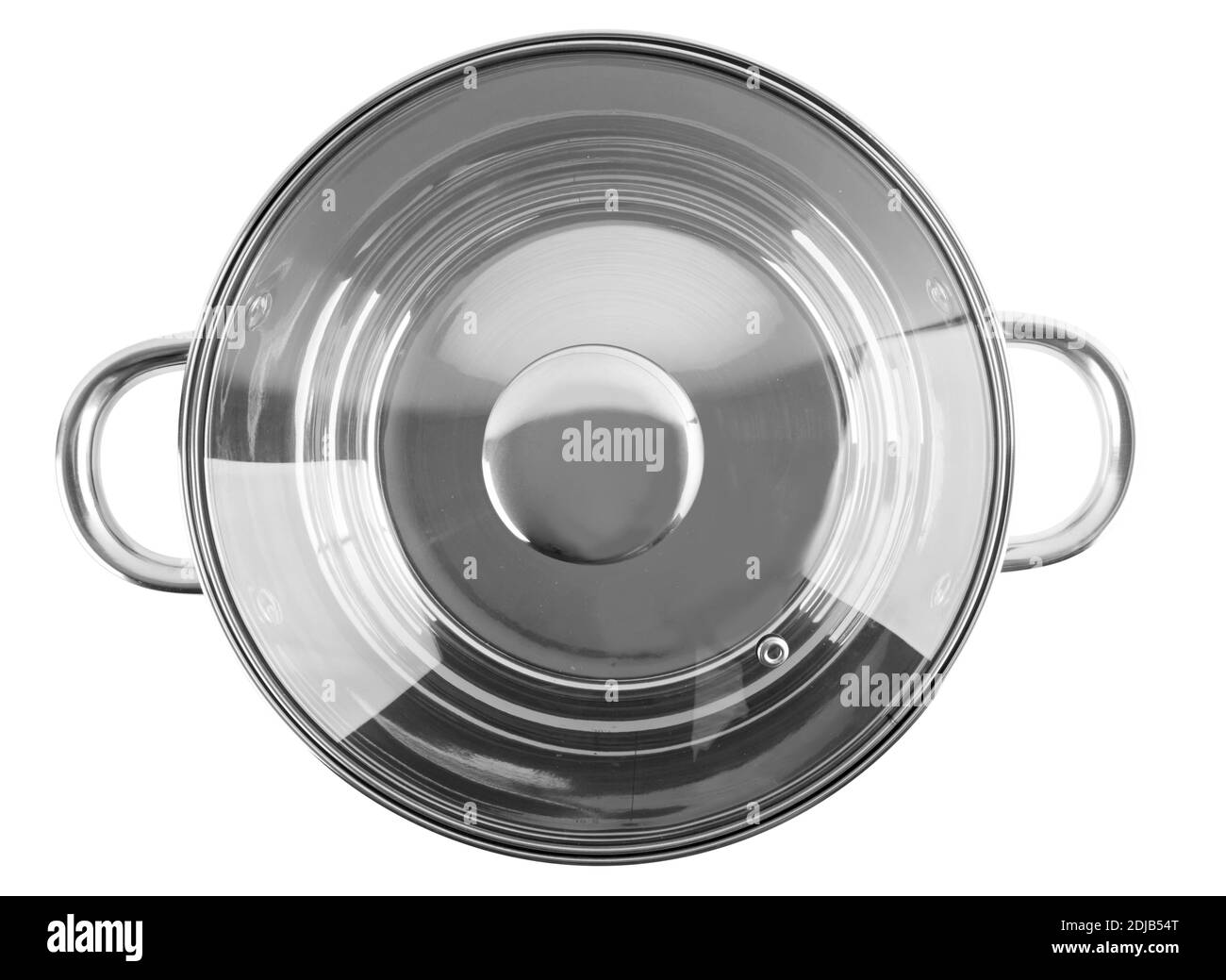 chrome pan with a lid isolated on white background Stock Photo - Alamy