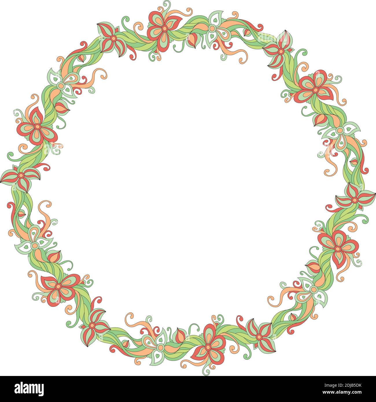 Round floral frame on a white background Stock Vector Image & Art - Alamy