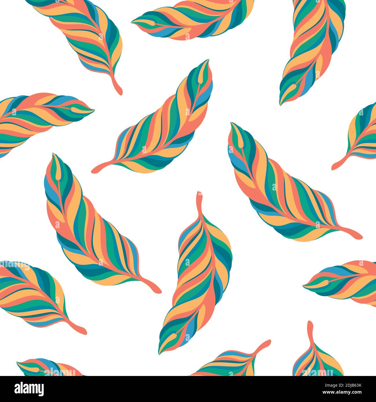 seamless pattern feathers on a white background Stock Vector Image ...