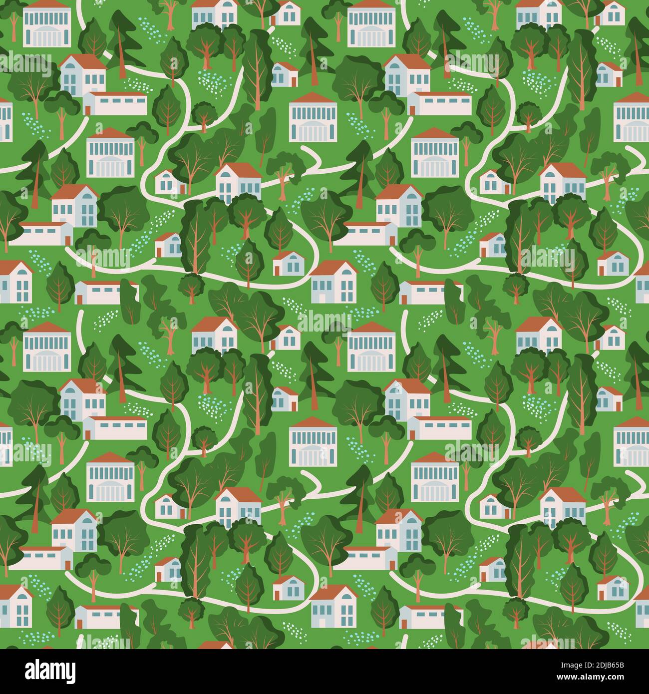 Seamless cute village vector pattern Stock Vector Image & Art - Alamy