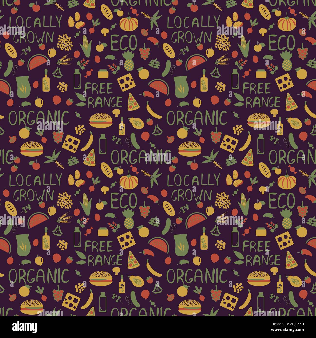 Seamless organic food vector pattern Stock Vector Image & Art - Alamy