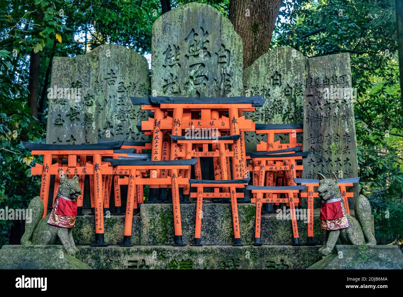 Small shrine and altar to foxes, Fushimi Inari-taisha temple, patron of ...