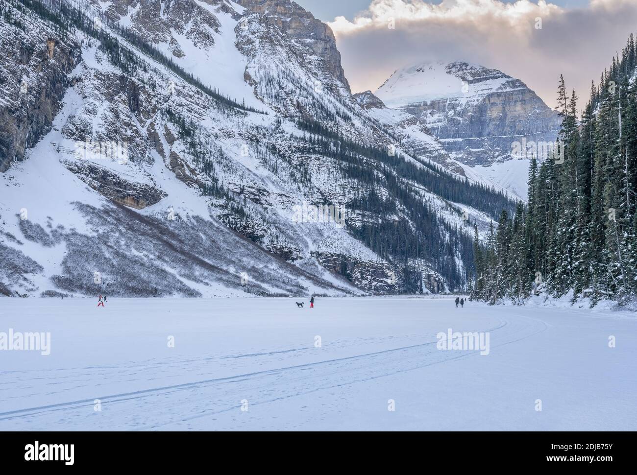 Frozen Lake Louise in Banff National Park, Alberta, Canada Stock Photo ...