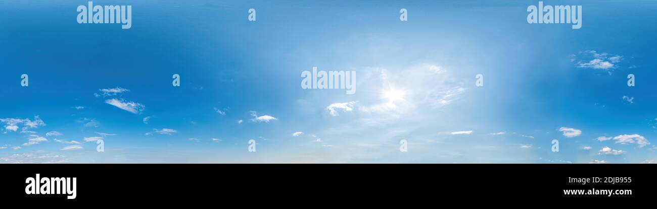 Blue sky with light clouds Seamless panorama in spherical ...
