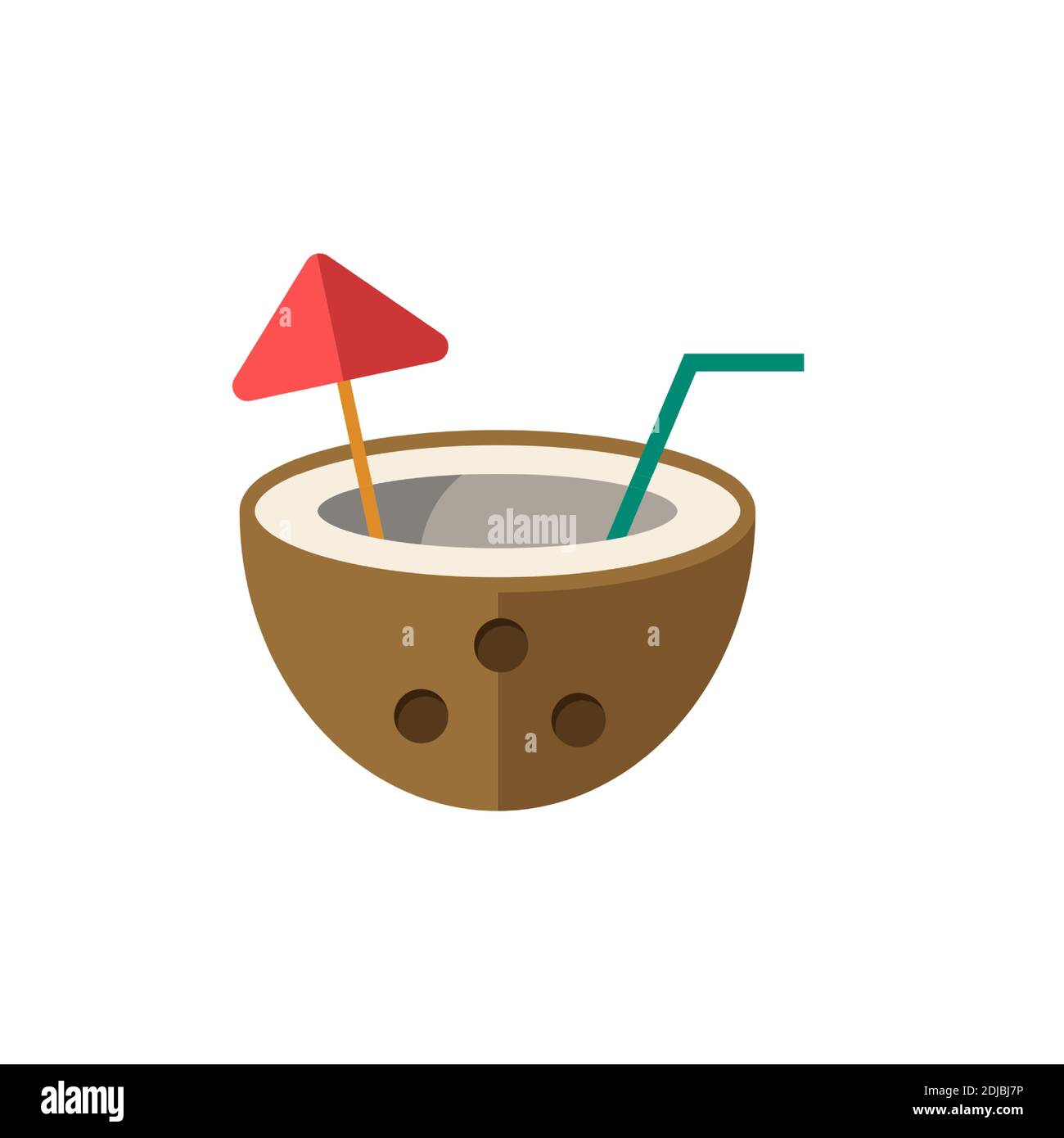 Coconut Cocktail flat icon. Color simple element from summer tourism ...