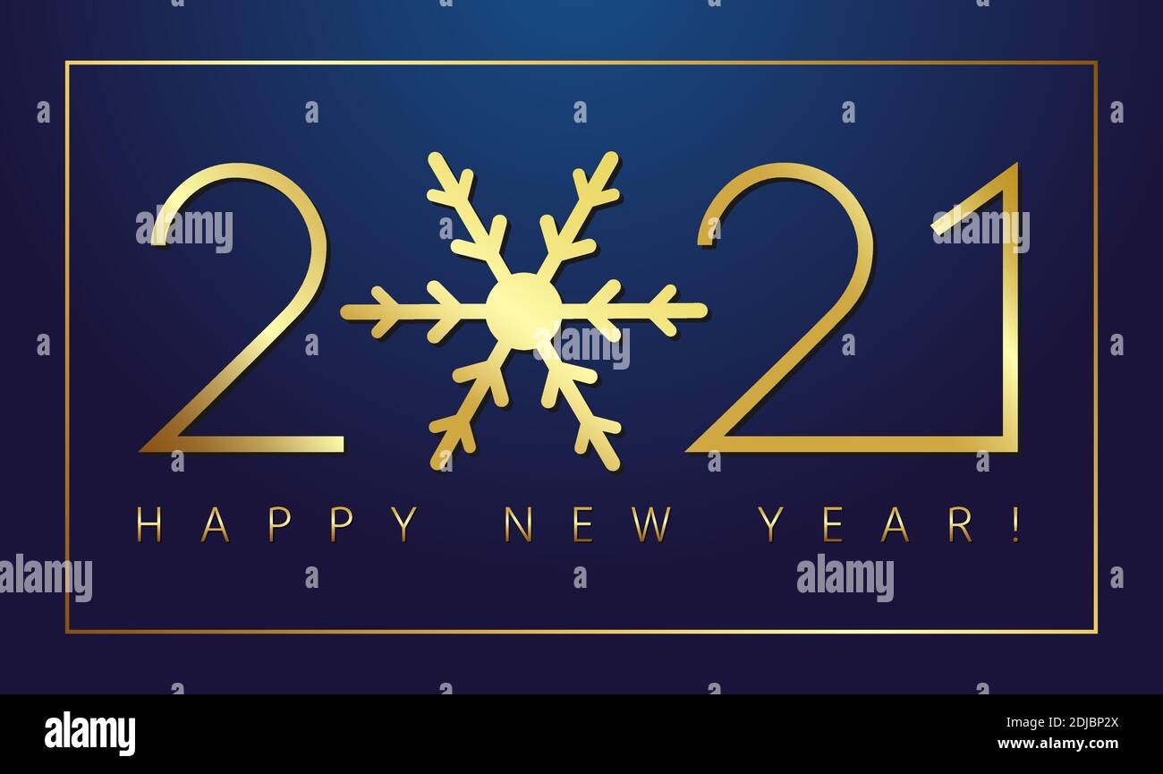2021 A Happy New Year congrats concept. Classic thin style logotype ...