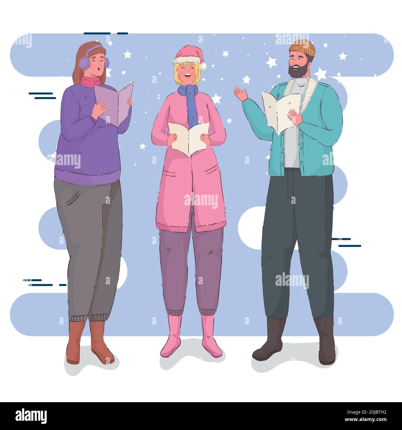 three persons singing christmas carols Stock Vector Image & Art - Alamy