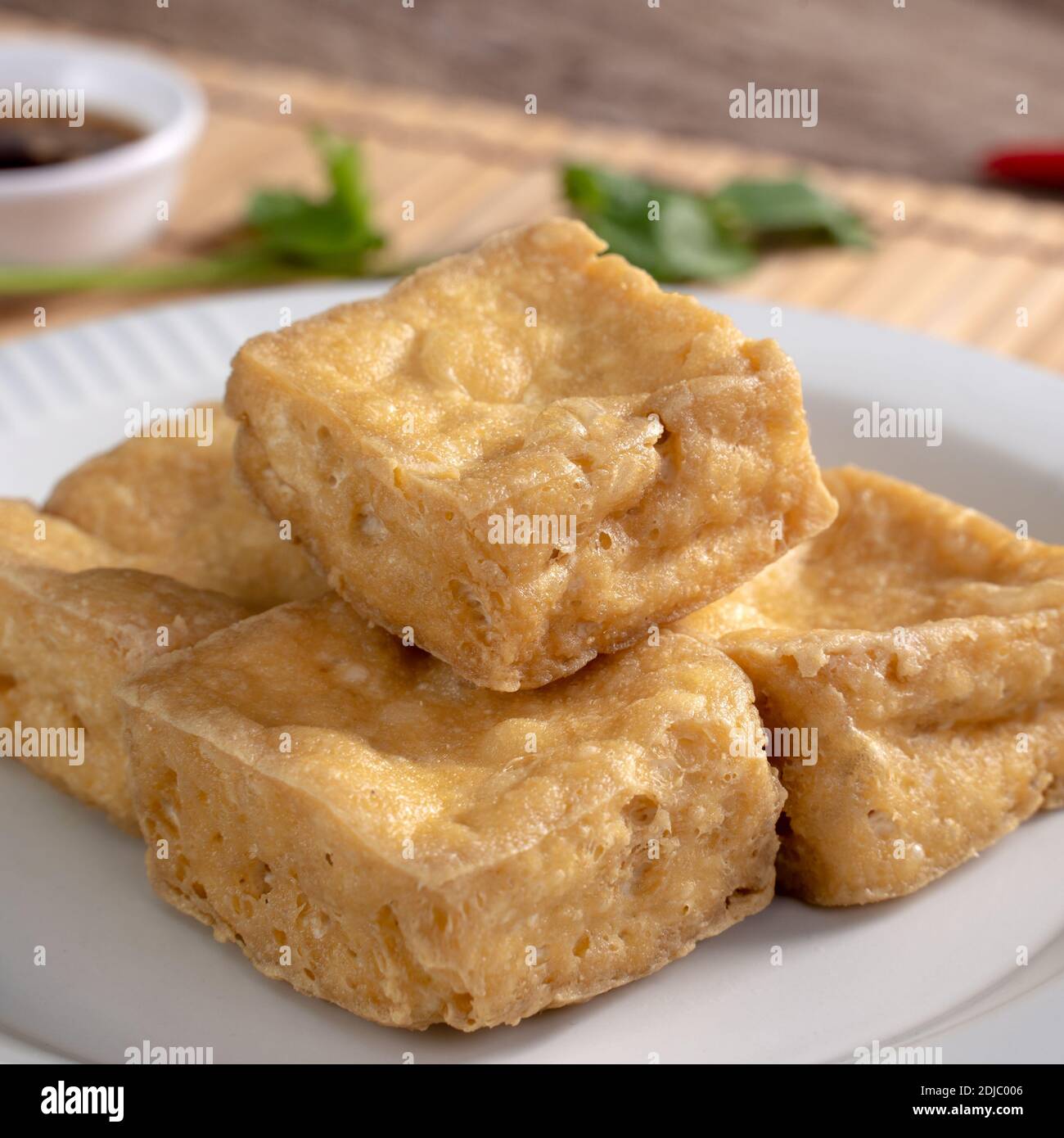 Deep fried stinky tofu, fermented bean curd with pickled cabbage ...