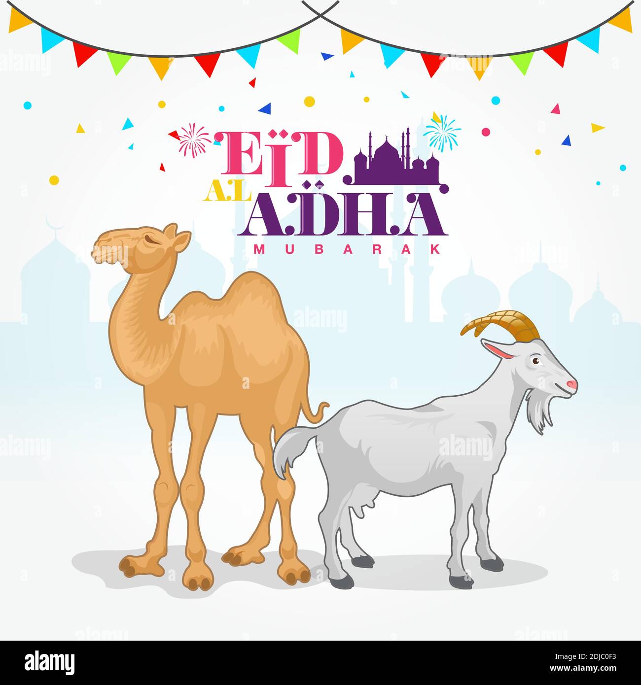 Eid al Adha logo with goat and camel Stock Vector Image & Art - Alamy