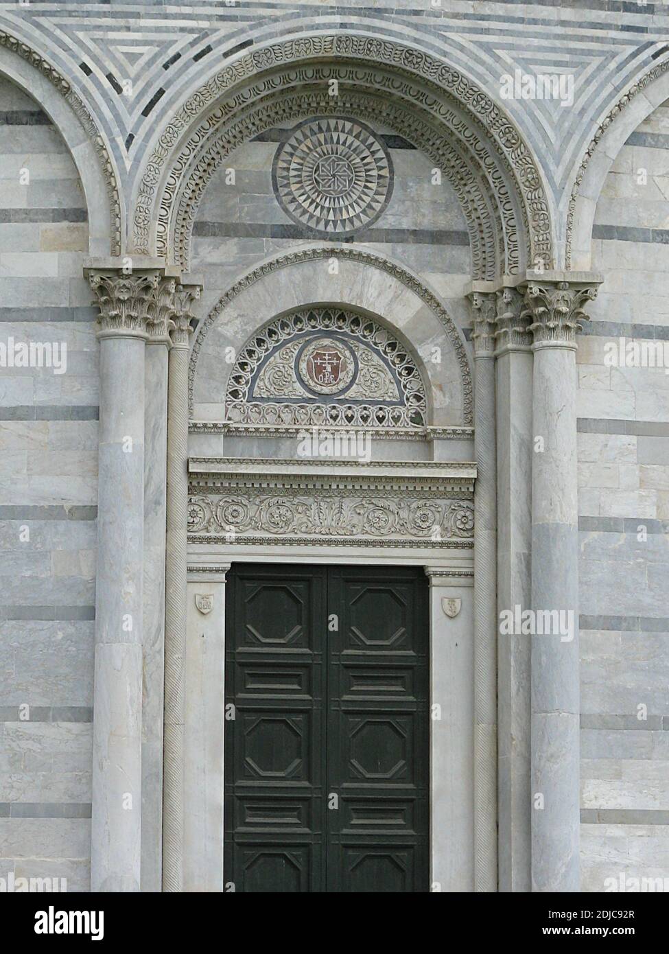Entrance doorway and arches of the Pisa Baptistry in Pisa Italy Stock ...