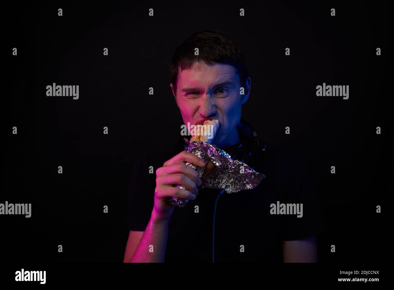 Man headset fast food hi-res stock photography and images - Alamy