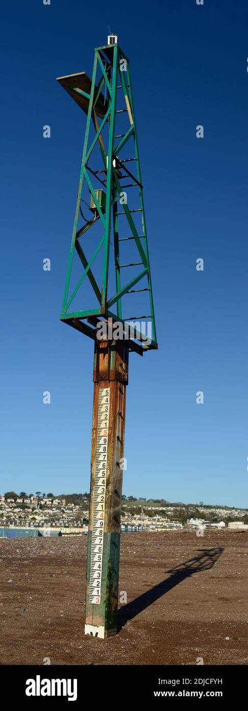 The Point lighted beacon at the entrance to Teignmouth harbour and ...