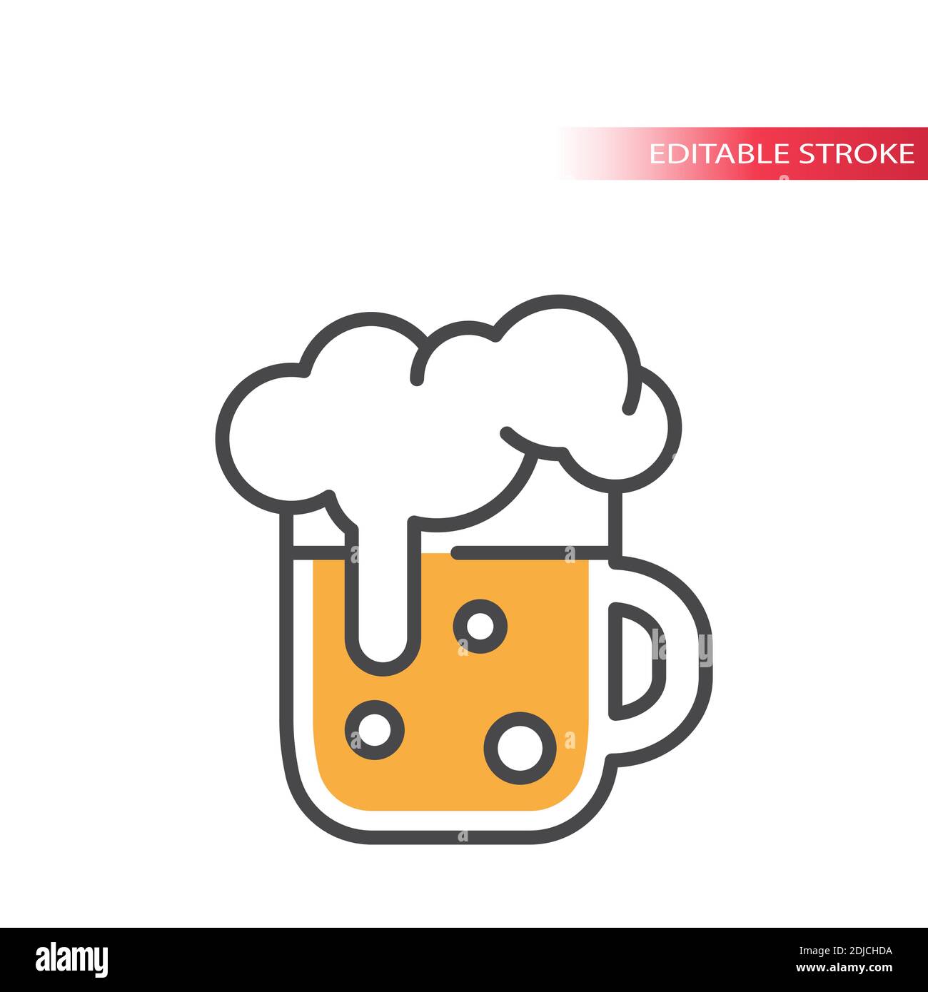 Beer mug line icon with colorful fill. Beer glass with foam, editable ...
