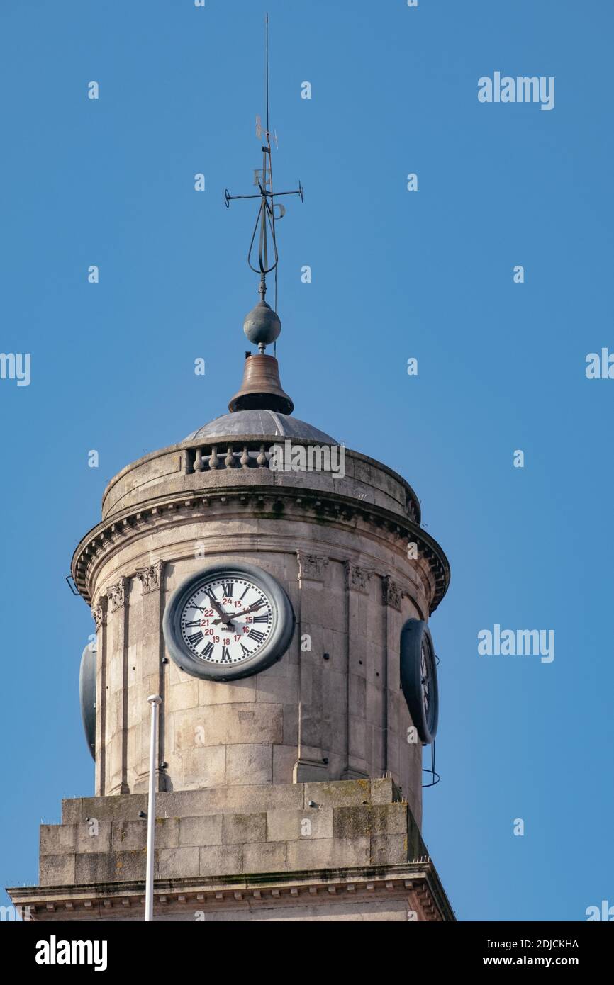 Clock on a Tower - Neoclassical Building - Porto, Portugal Stock Photo ...