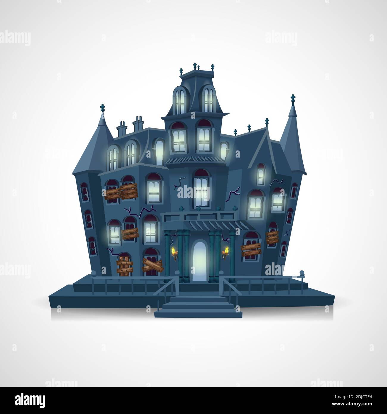 happy halloween. haunted house isolated on white background Stock ...