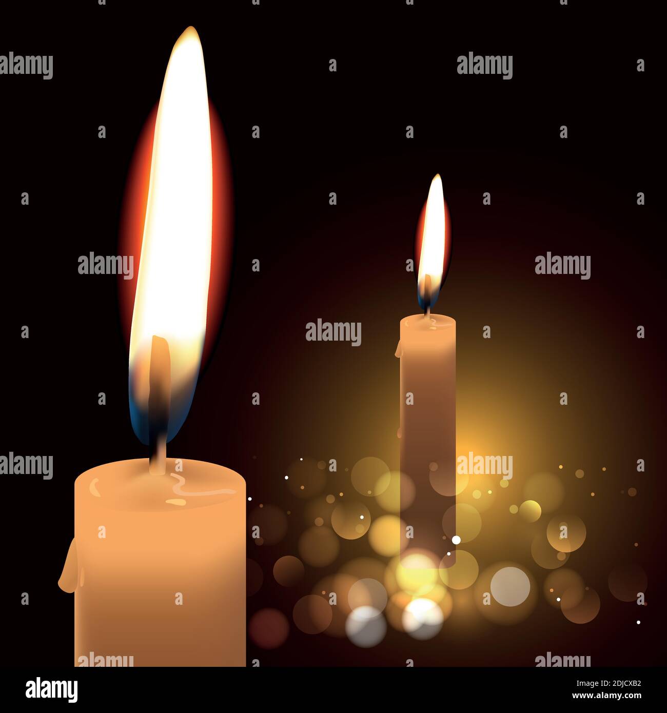 realistic burning candles isolated on the dark background. vector ...