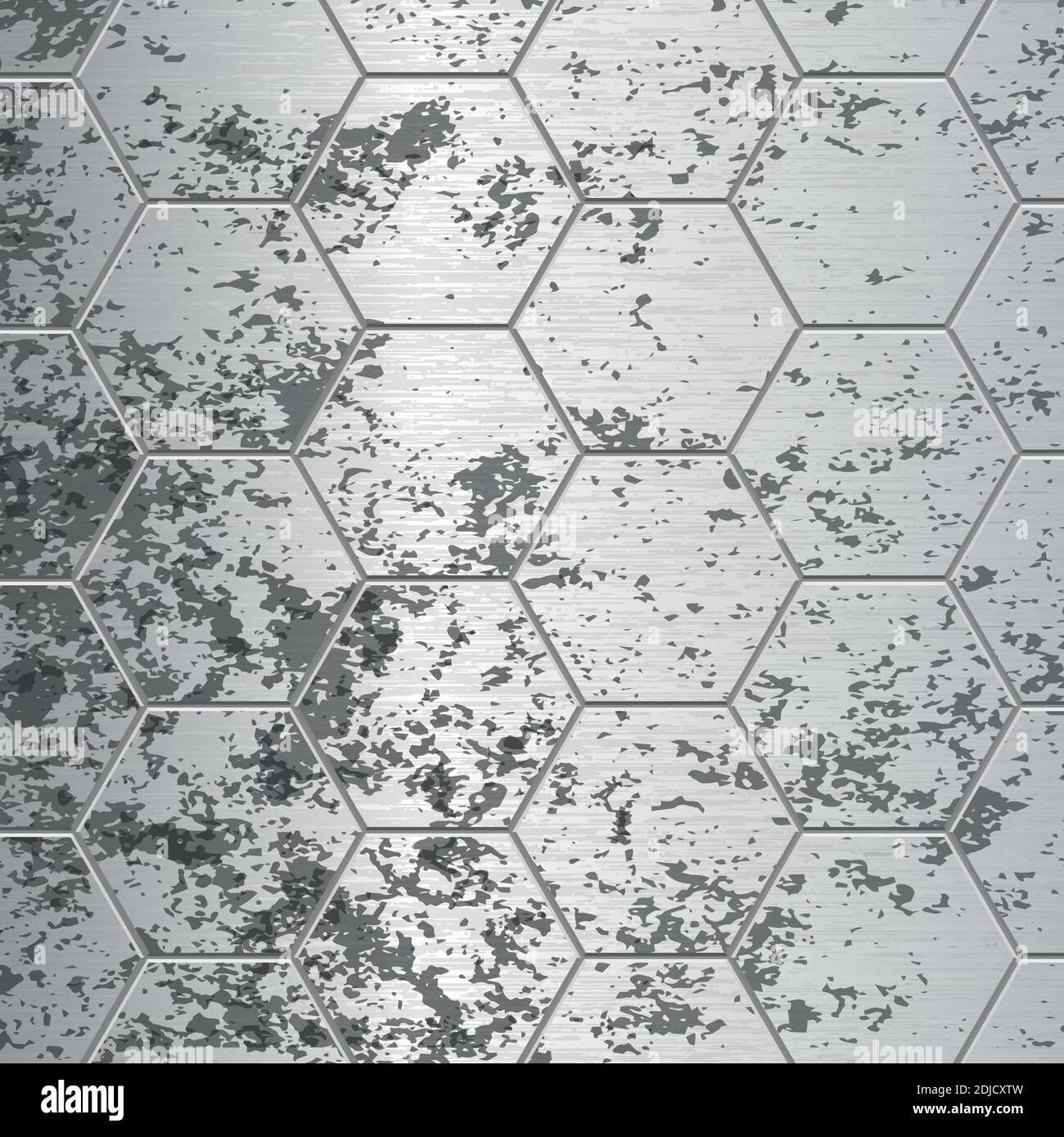 Abstract metallic background pattern with textured hexagons covered ...