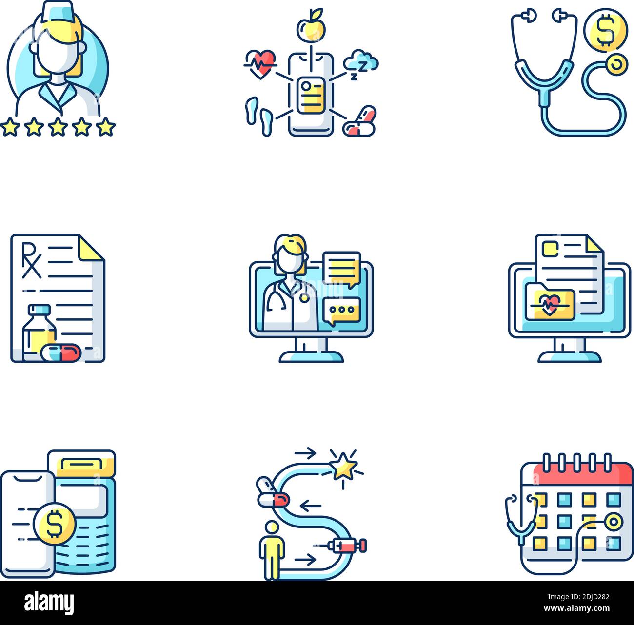 Medicine and healthcare RGB color icons set Stock Vector Image & Art ...