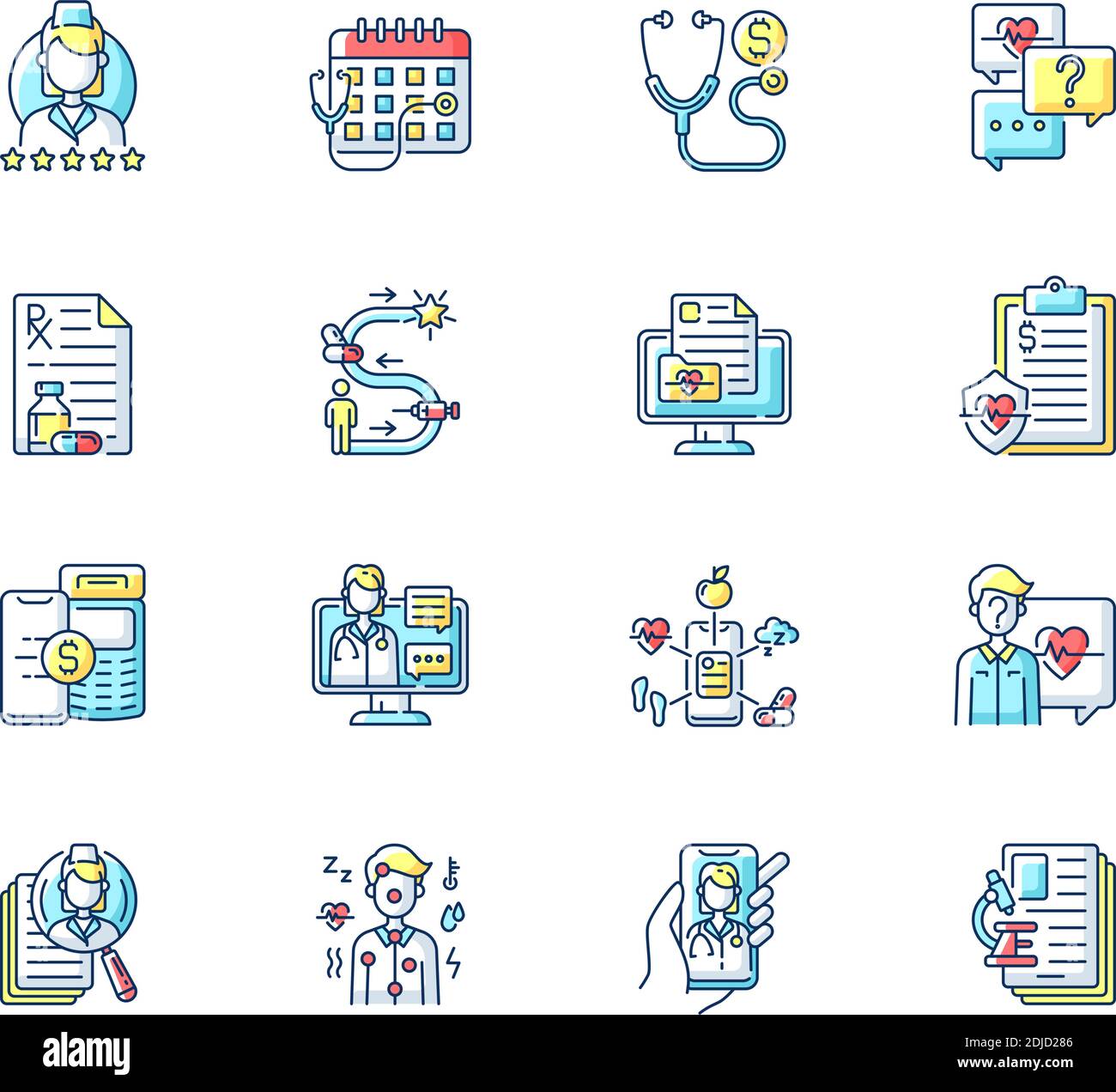 Online doctor app RGB color icons set Stock Vector Image & Art - Alamy