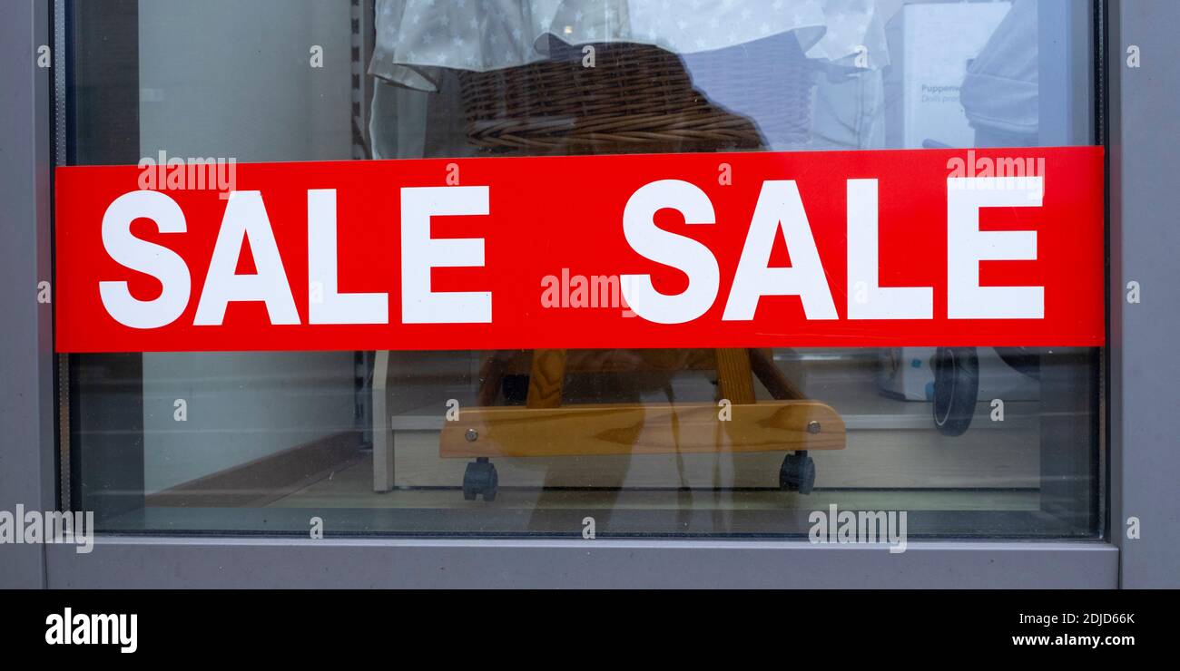 Window With Sign SALE Stock Photo - Alamy