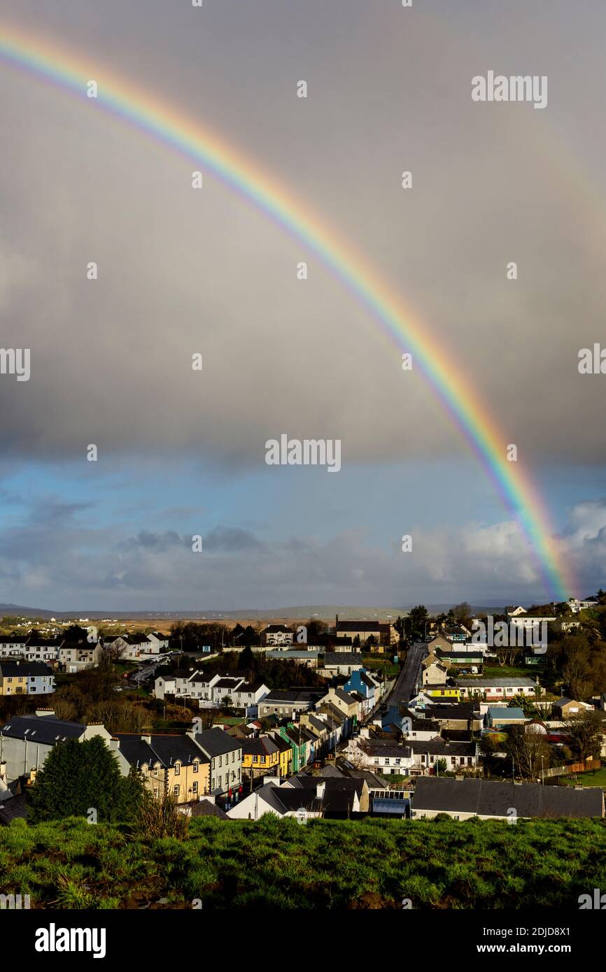 Ardara, County Donegal, Ireland . Rainbow appears over the coastal ...
