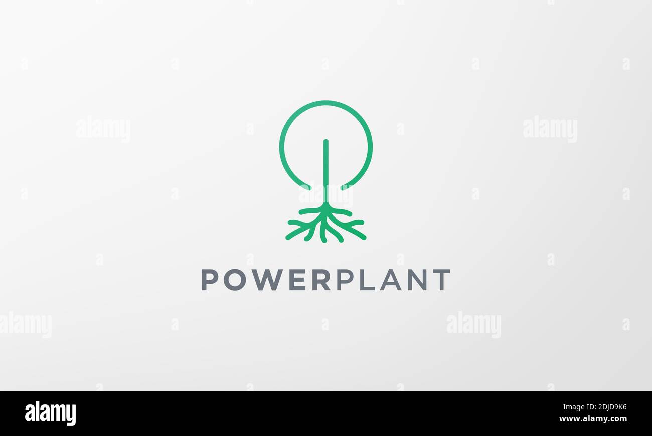 green power leaf plant logo in a modern and minimalist shape Stock ...