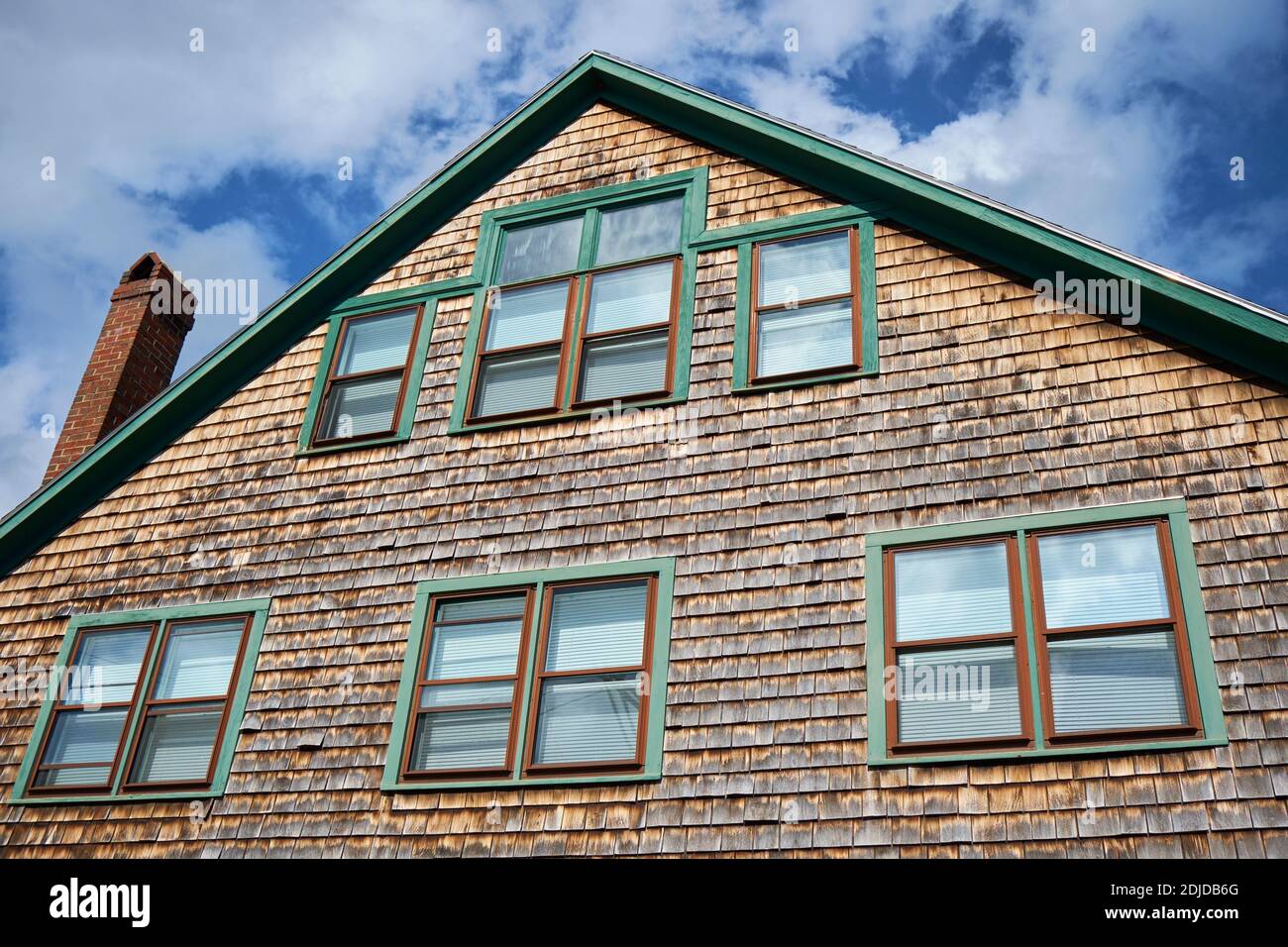 An example of the detail of a typical cedar shingle sided building in ...